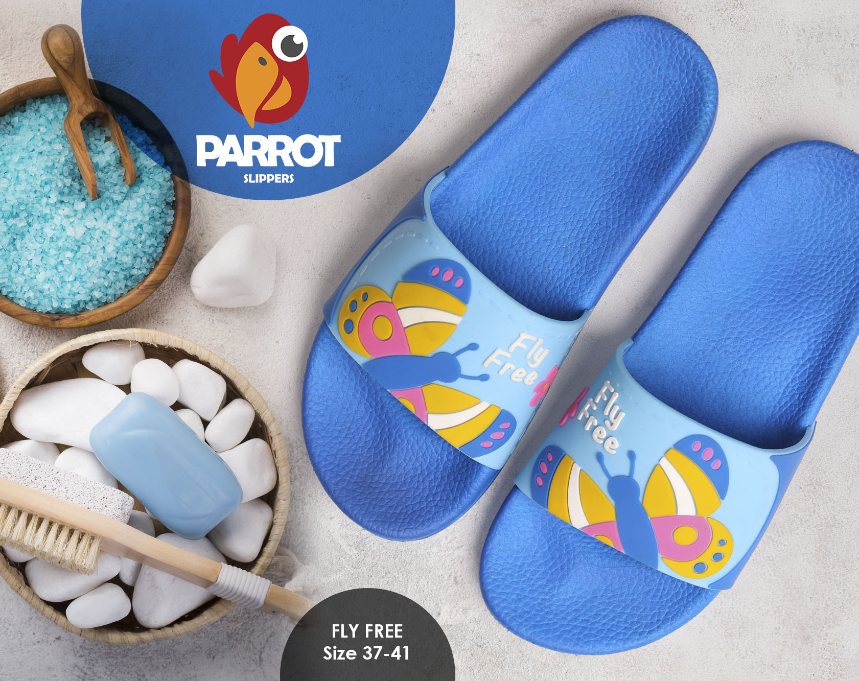 Butterfly Blue Slipper - Parrot Slippers