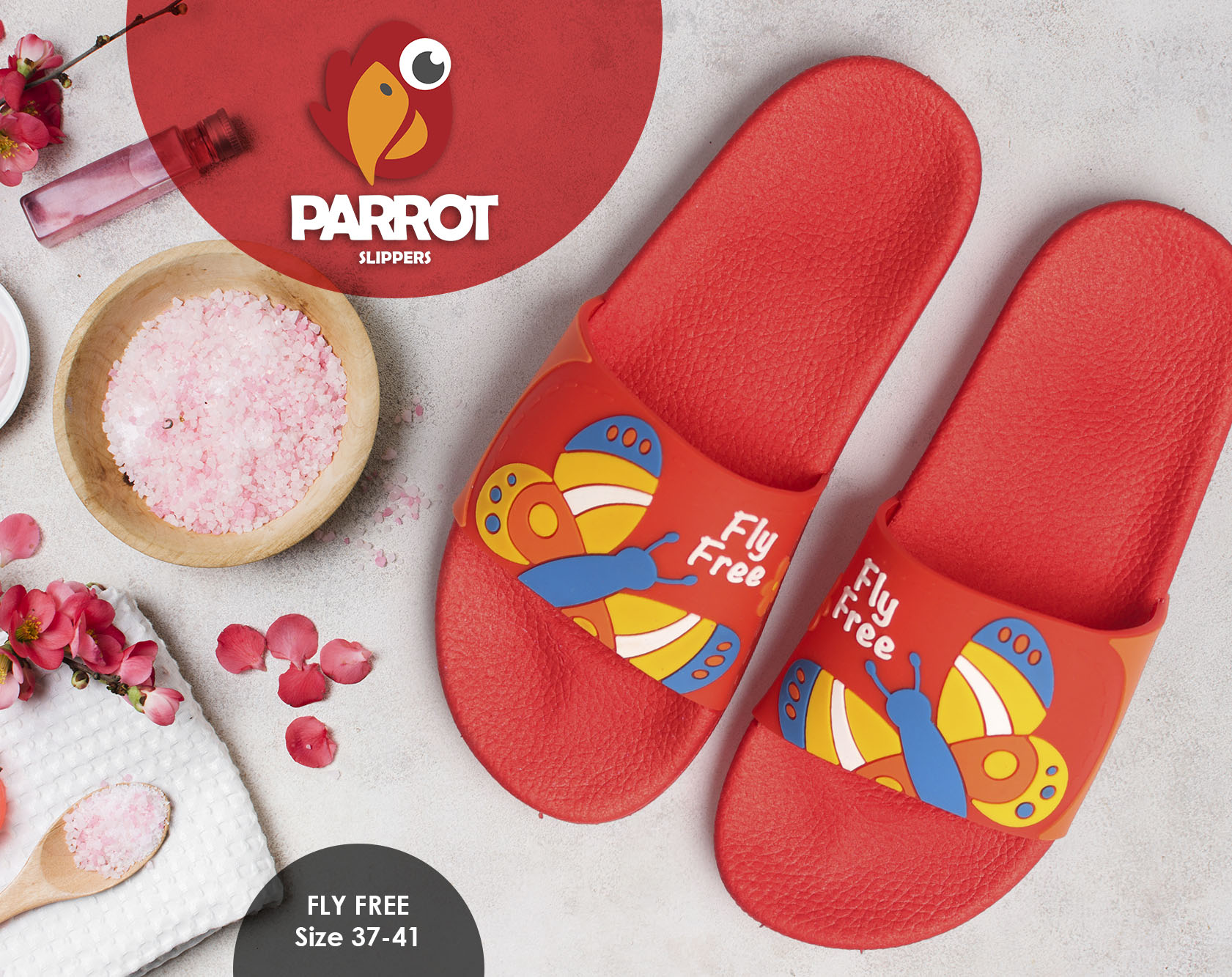 Butterfly Red Slippers - Parrot Slippers