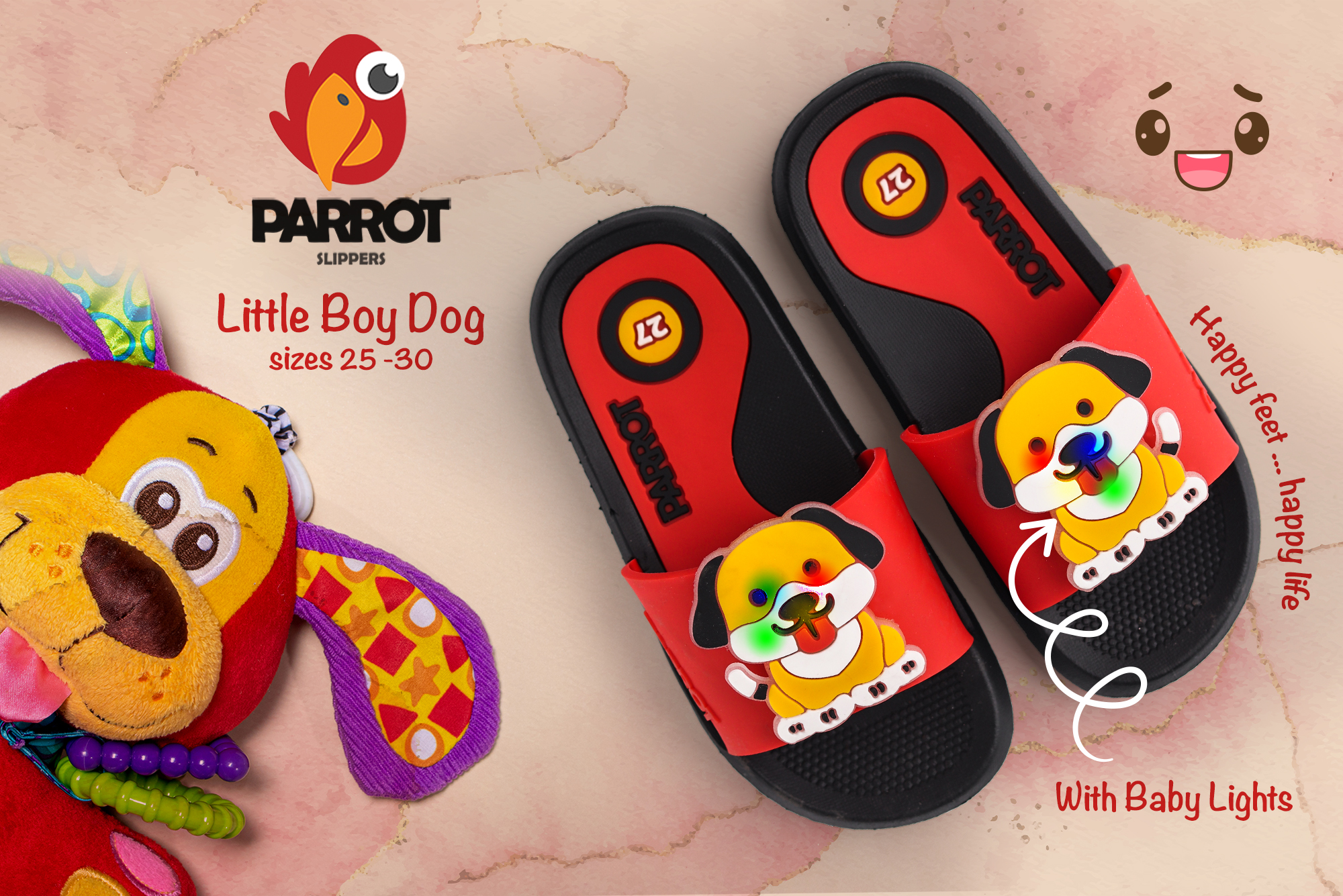 Baby Dog Red Slipper - Parrot Slippers