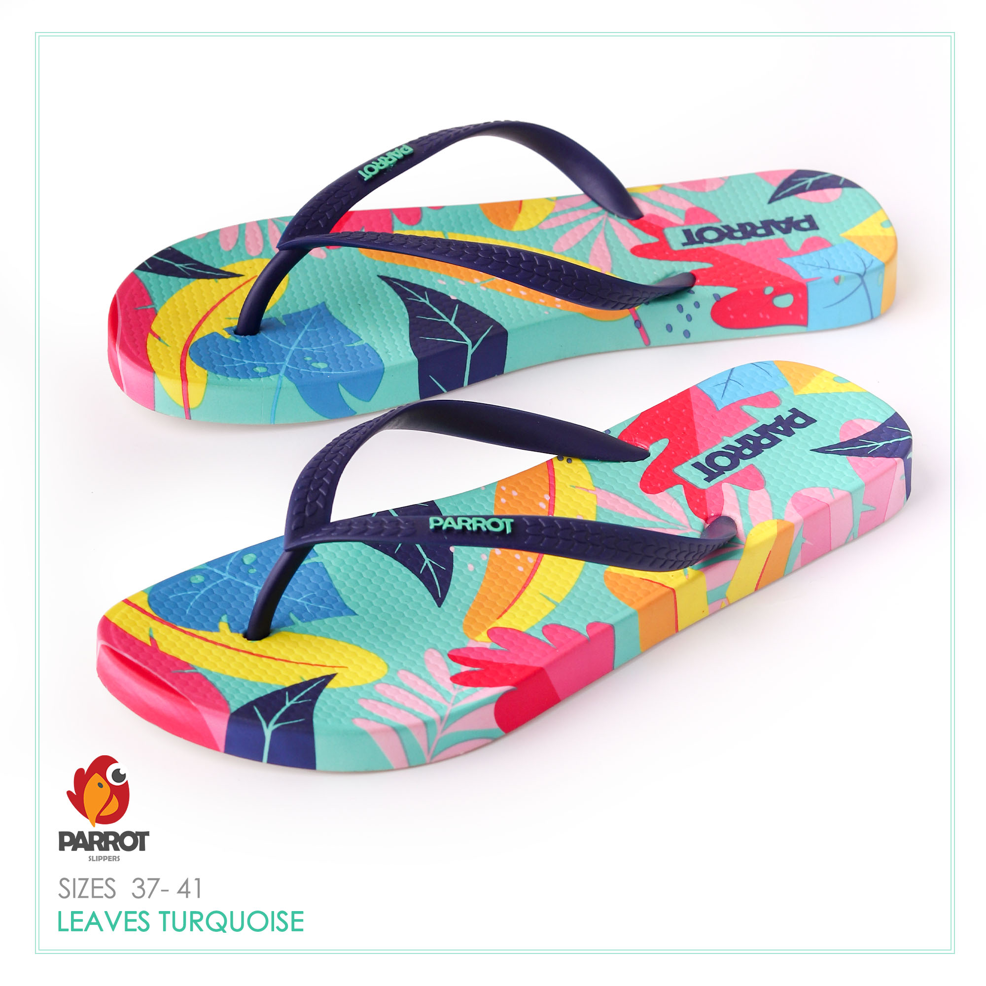 Leaves Turquoise Slipper - Parrot Slippers