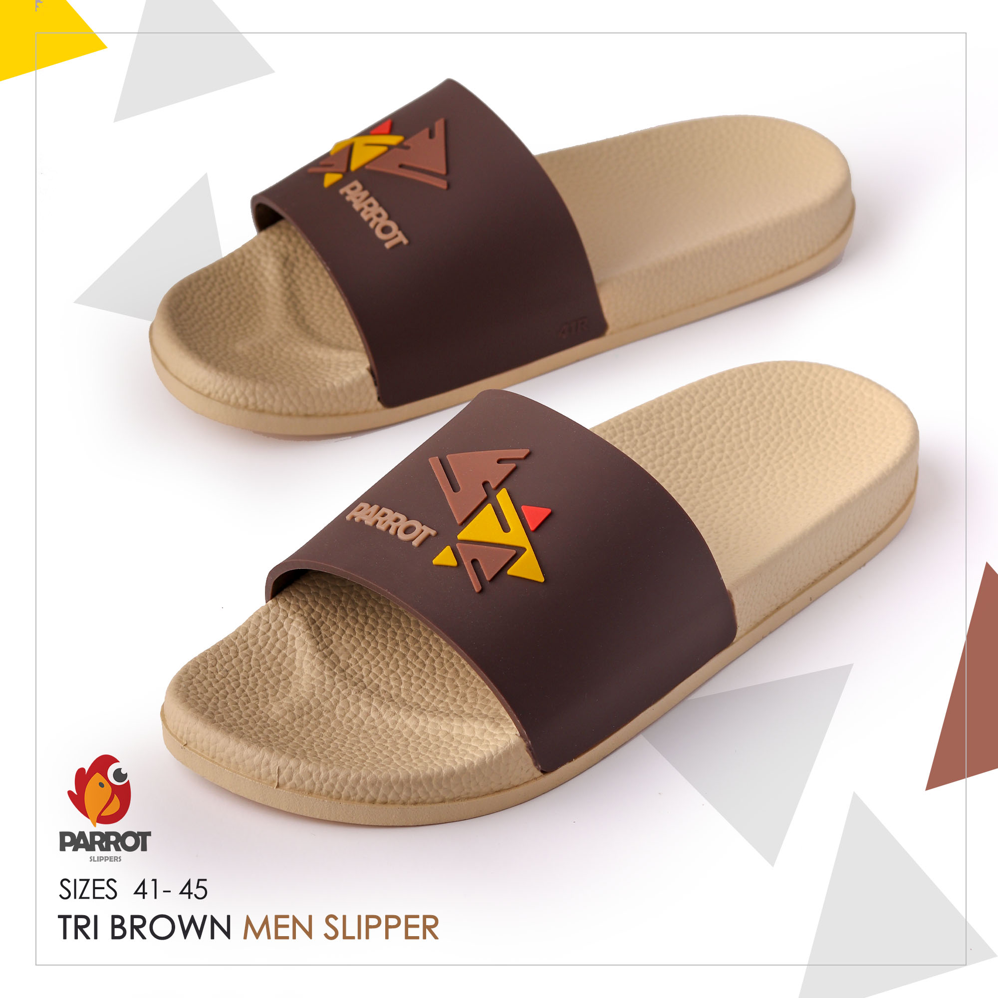 Tri Men Brown Slippers - Parrot Slippers