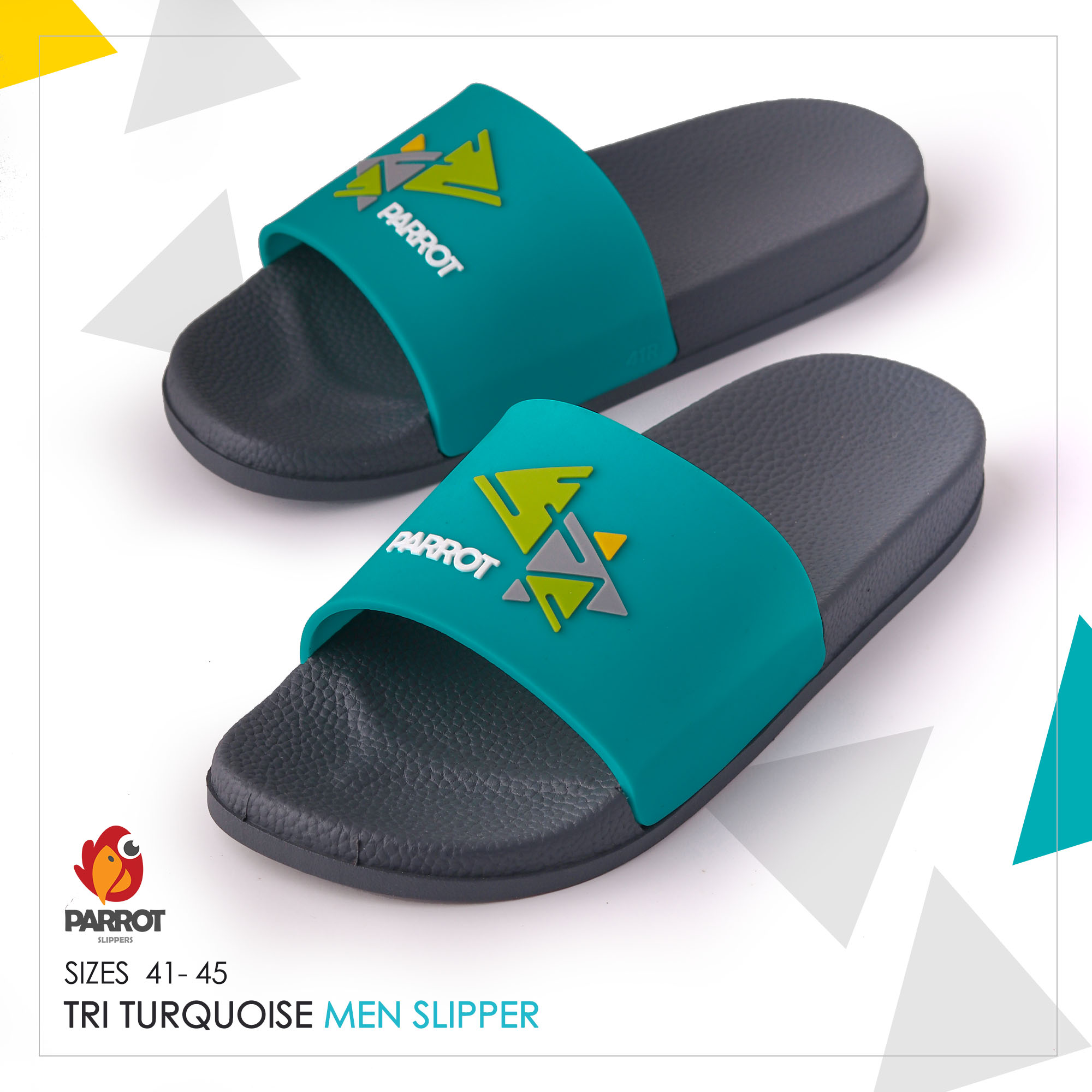 Tri Men Turquoise Slippers - Parrot Slippers