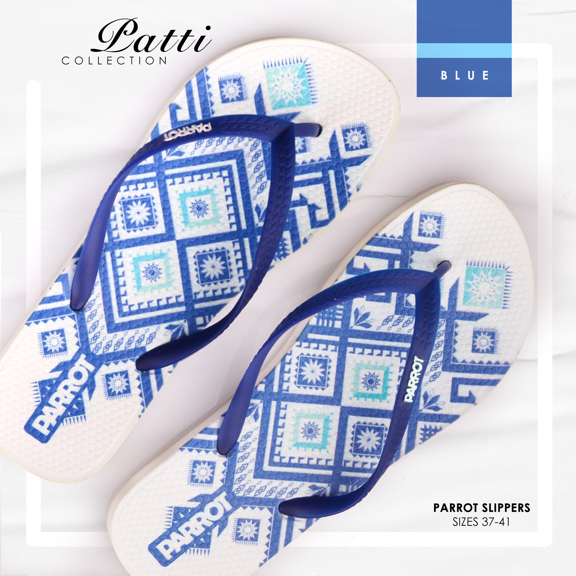 Patti Blue Slipper - Parrot Slippers