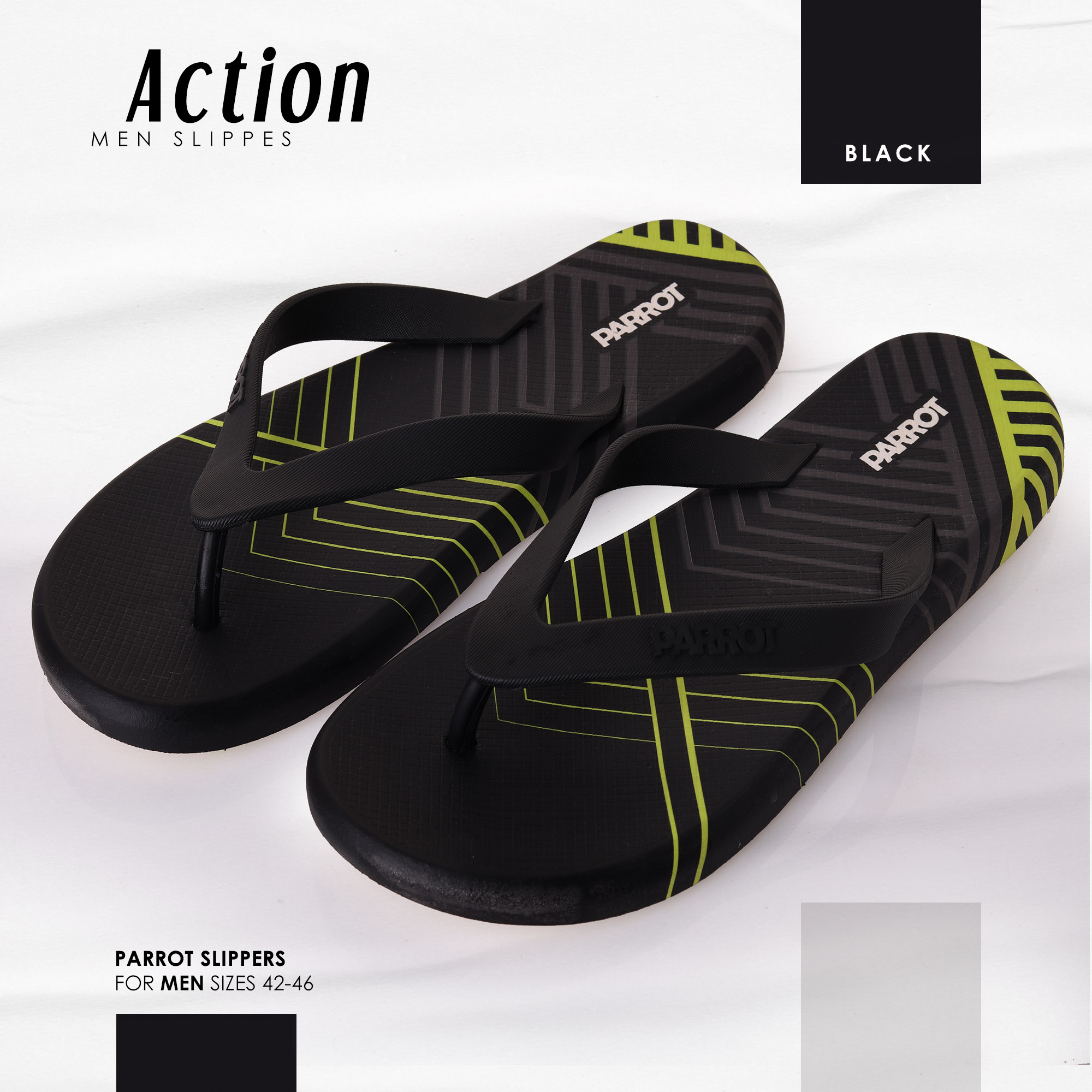 Action Black - Parrot Slippers