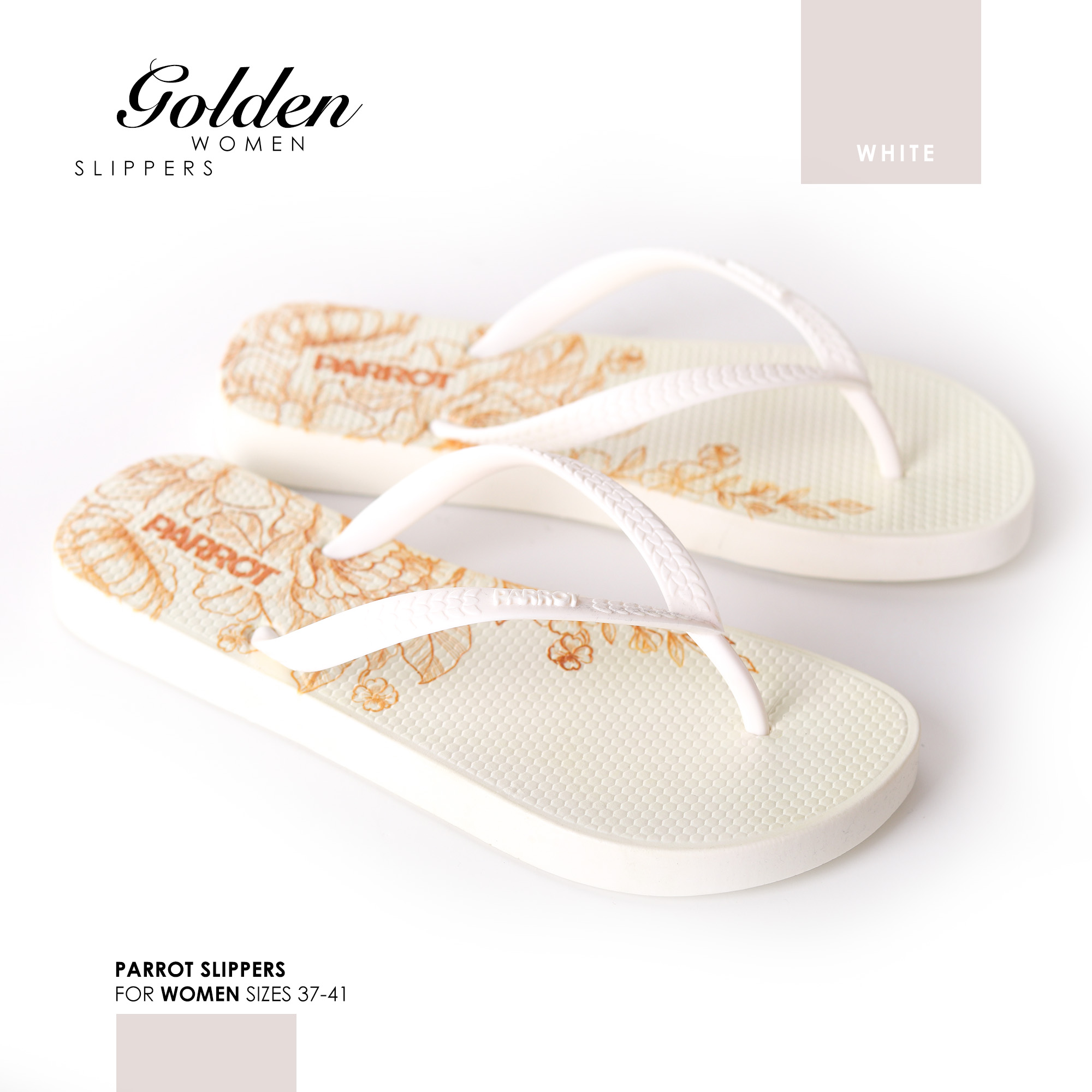 Golden White - Parrot Slippers