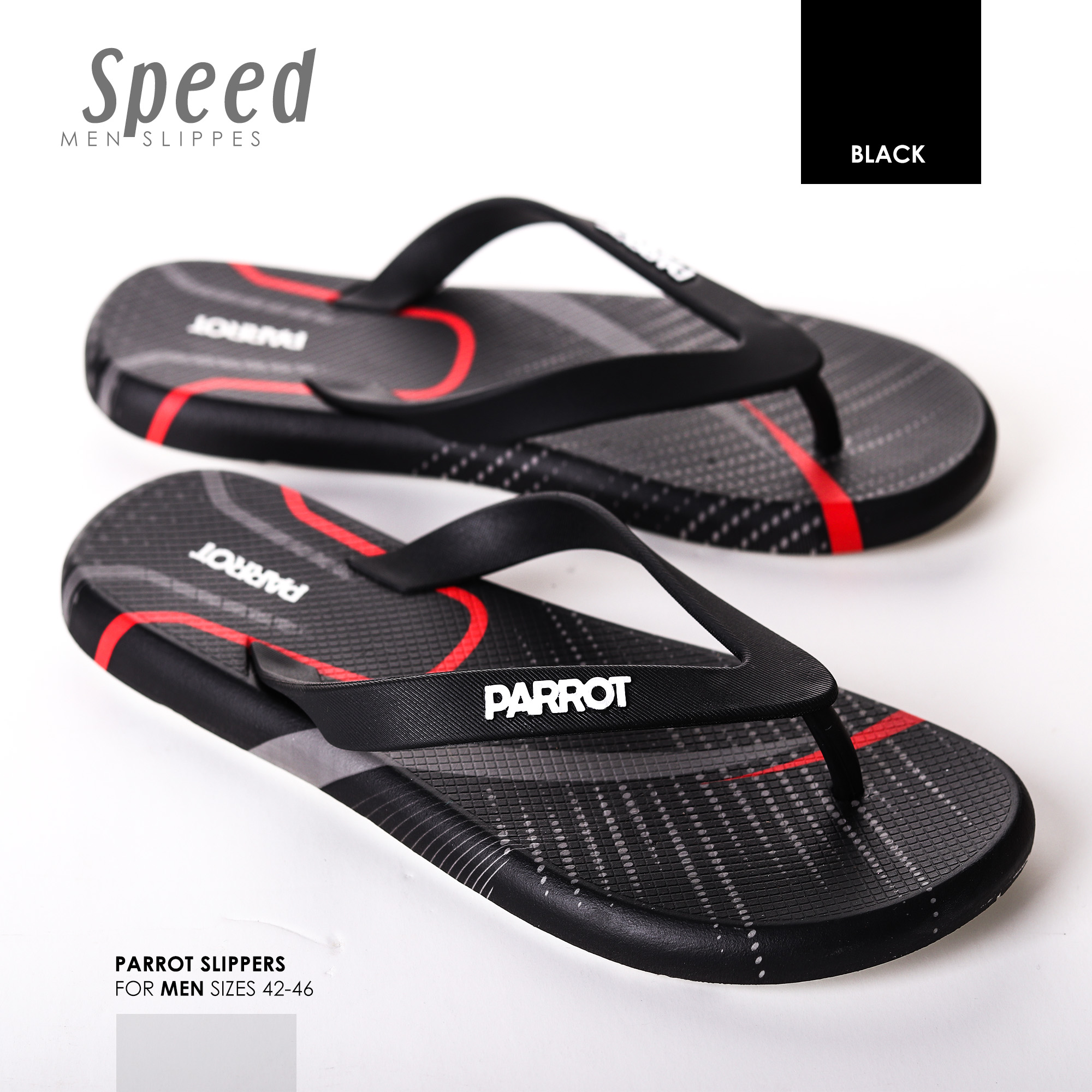 men slippers Speed Black - Parrot Slippers