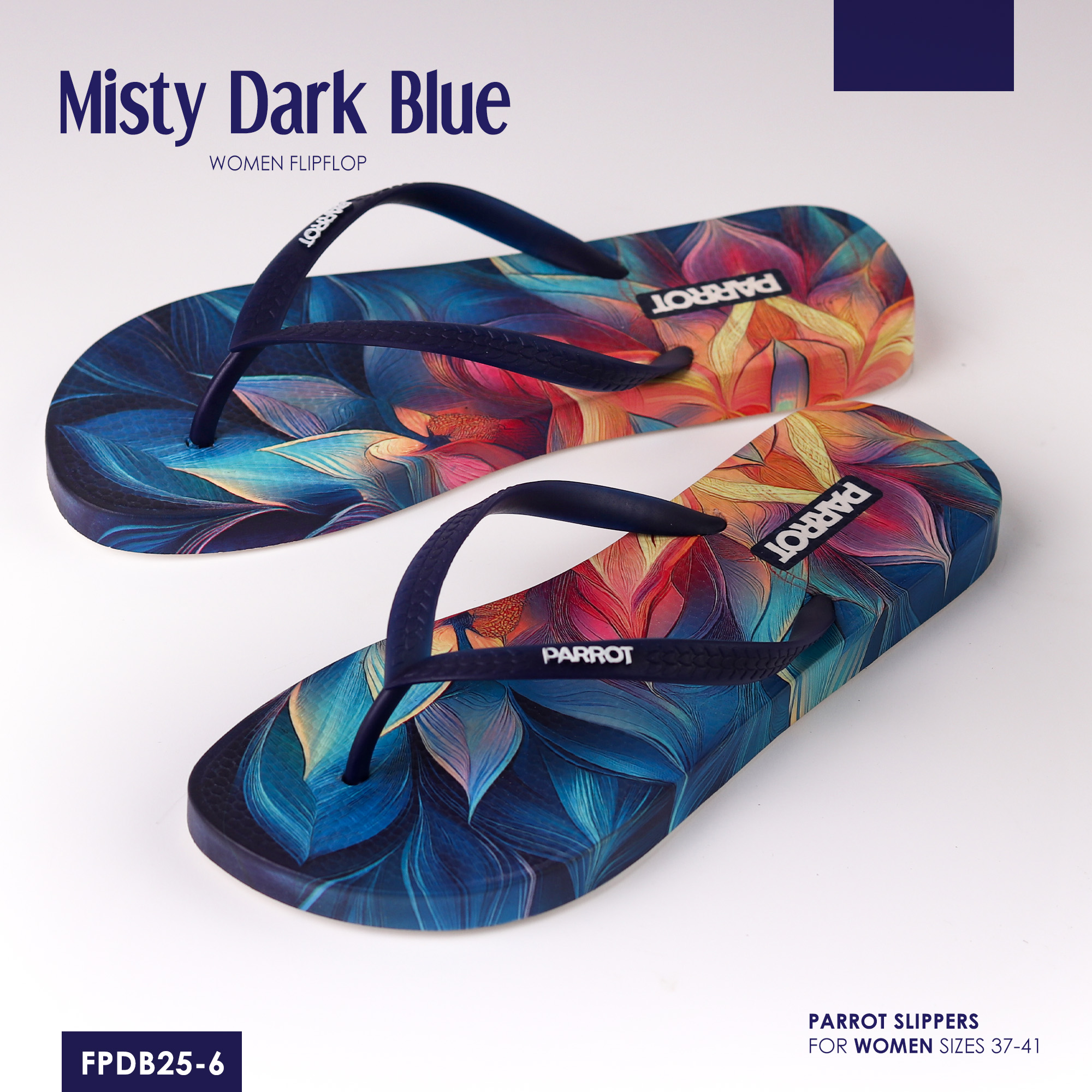 Misty Dark Blue - Parrot Slippers
