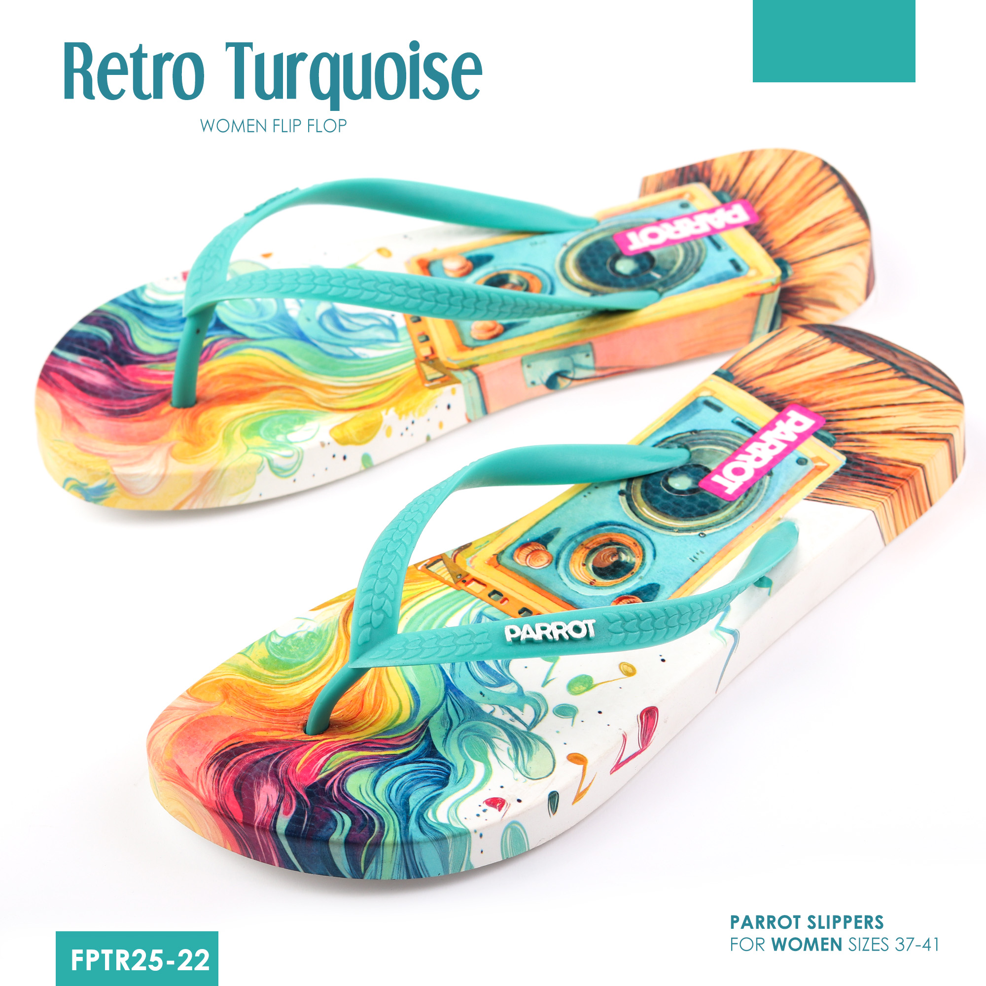 Retro Turquoise - Parrot Slippers