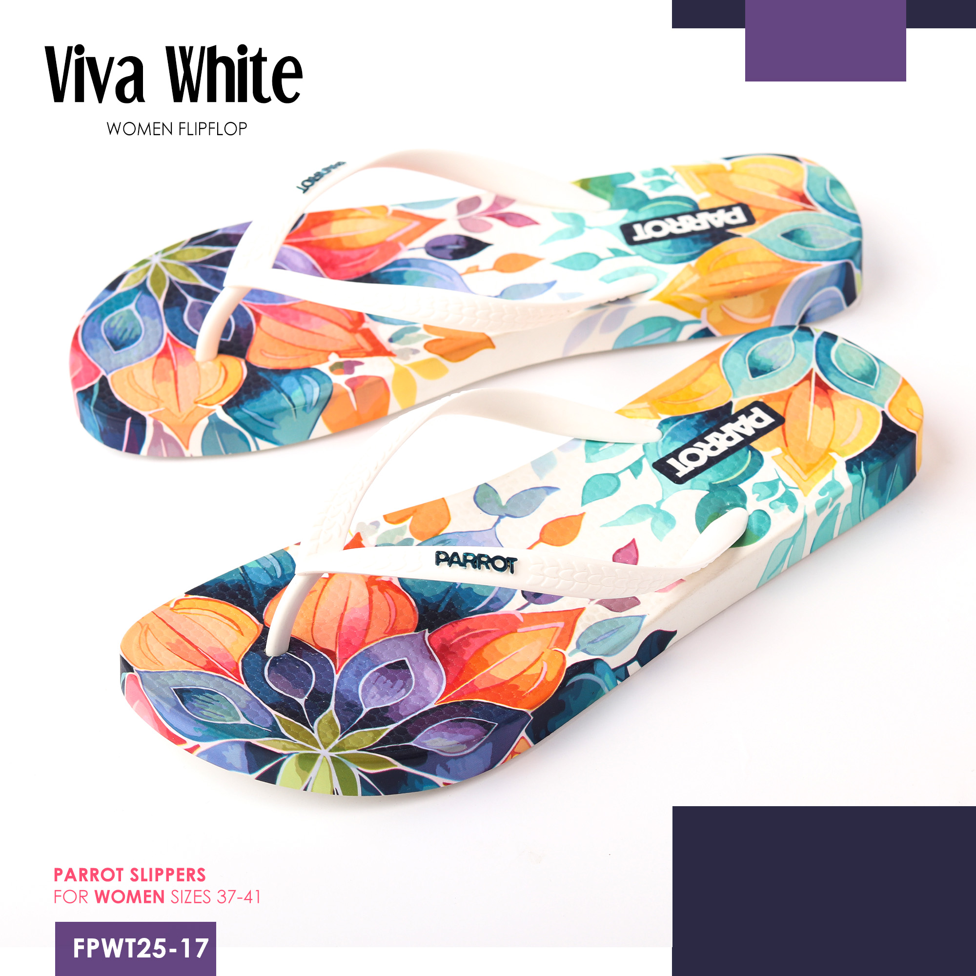 Viva White - Parrot Slippers